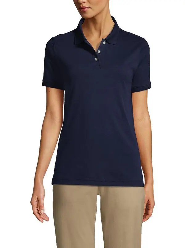 LANDS' END School Uniform Short Sleeve Interlock Polo Shirt - Classic Navy