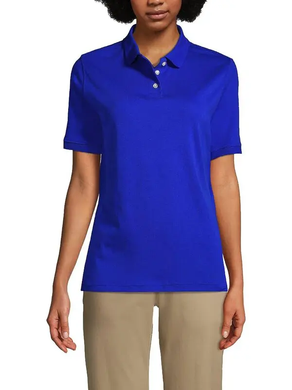 LANDS' END School Uniform Short Sleeve Interlock Polo Shirt - Cobalt