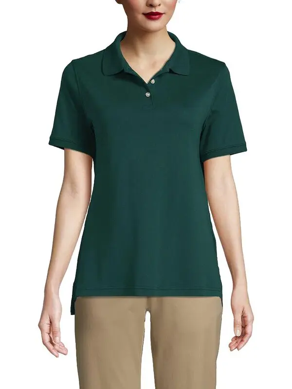 LANDS' END School Uniform Short Sleeve Interlock Polo Shirt - Evergreen