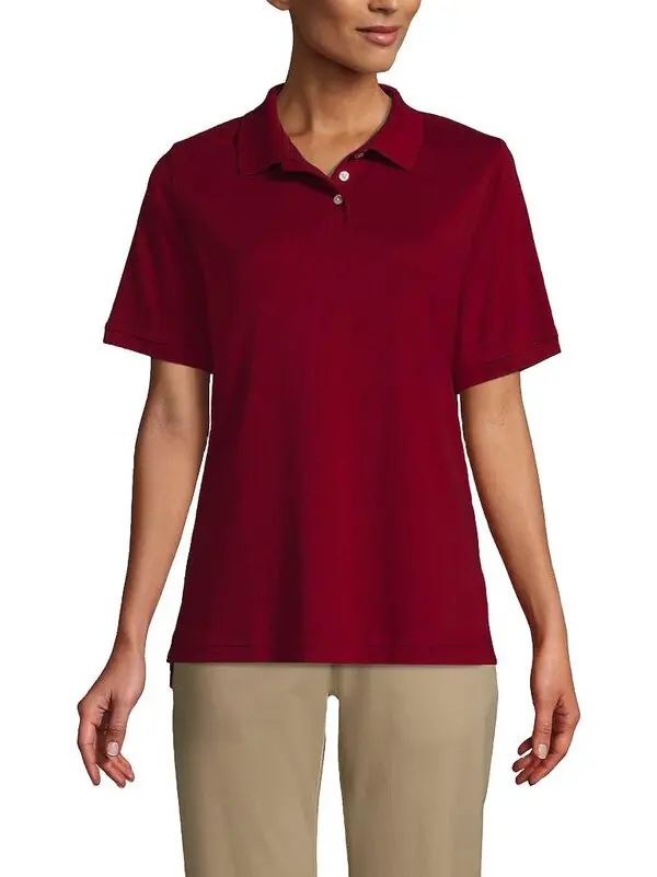 LANDS' END School Uniform Short Sleeve Interlock Polo Shirt - Garnet