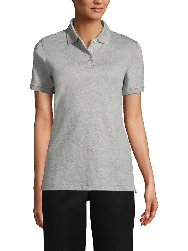 LANDS' END School Uniform Short Sleeve Interlock Polo Shirt - Gray Heather