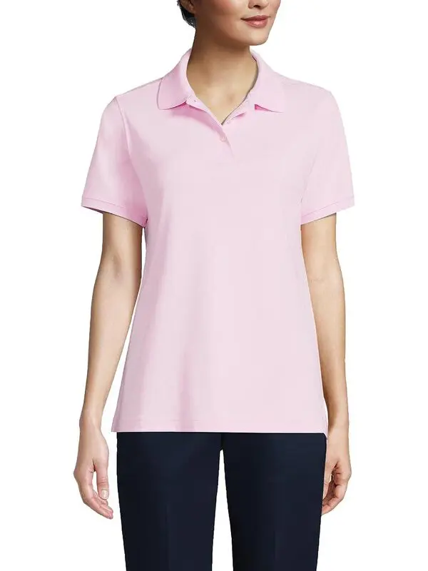 LANDS' END School Uniform Short Sleeve Interlock Polo Shirt - Ice Pink