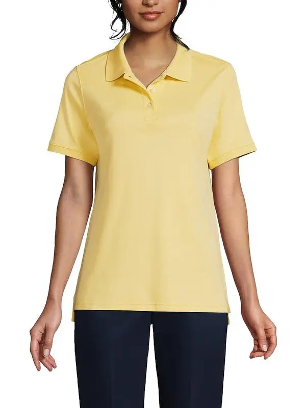 LANDS' END School Uniform Short Sleeve Interlock Polo Shirt - Maize