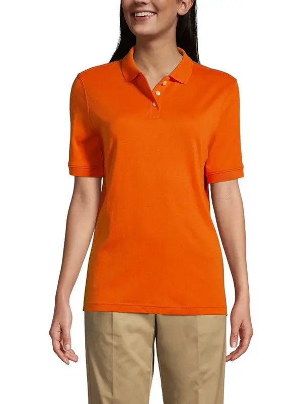 LANDS' END School Uniform Short Sleeve Interlock Polo Shirt - Orange Spice