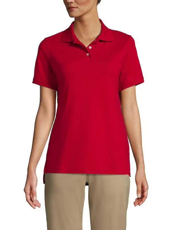LANDS' END School Uniform Short Sleeve Interlock Polo Shirt - Red