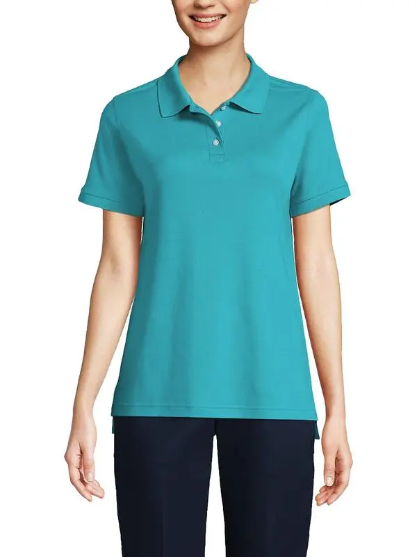 LANDS' END School Uniform Short Sleeve Interlock Polo Shirt - Teal Breeze
