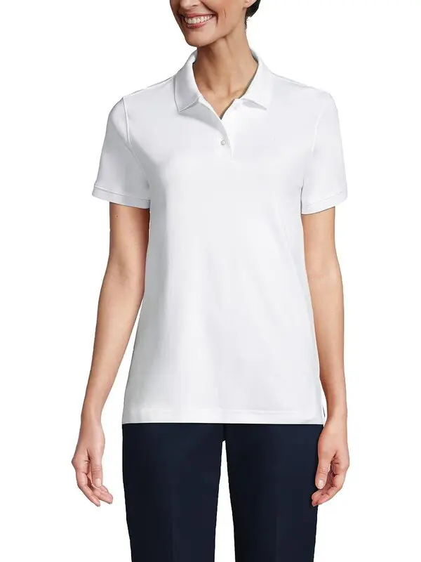 LANDS' END School Uniform Short Sleeve Interlock Polo Shirt - White