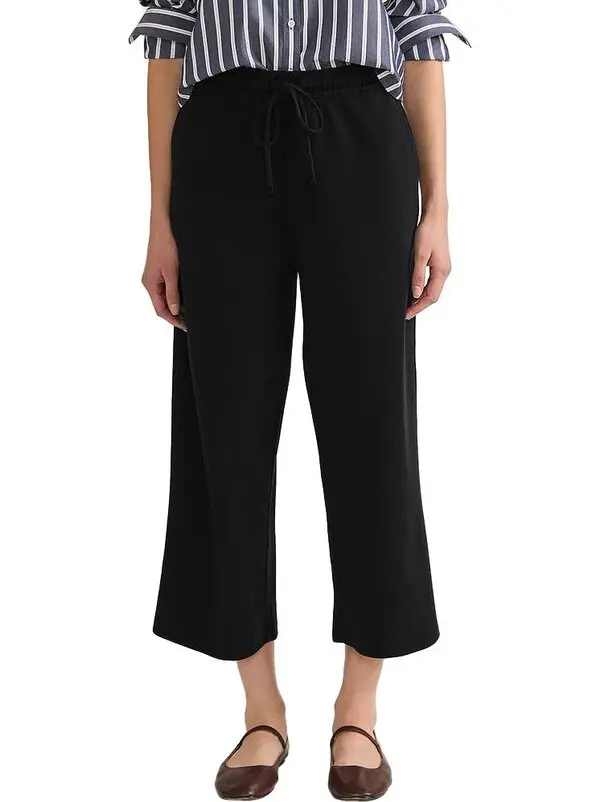 LANDS' END Sport Knit Drawstring Crop Pants - Black