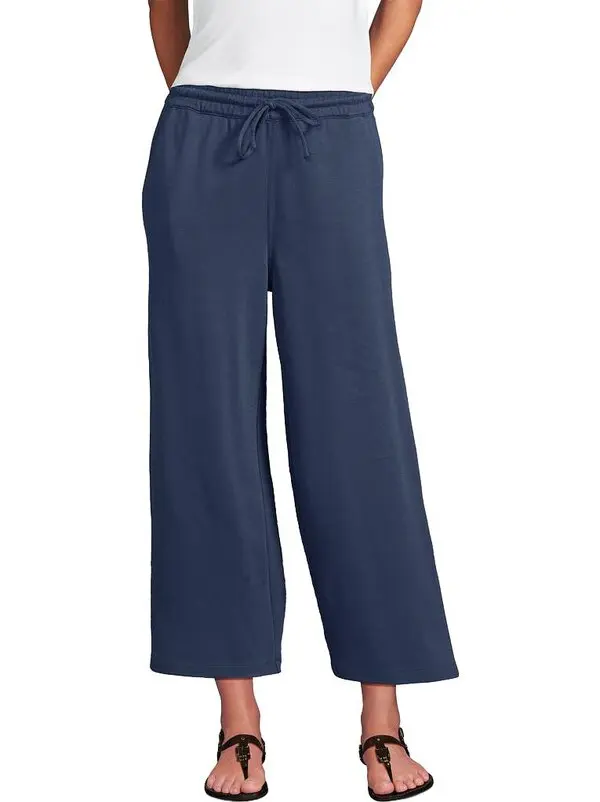 LANDS' END Sport Knit Drawstring Crop Pants - Nightfall Blue