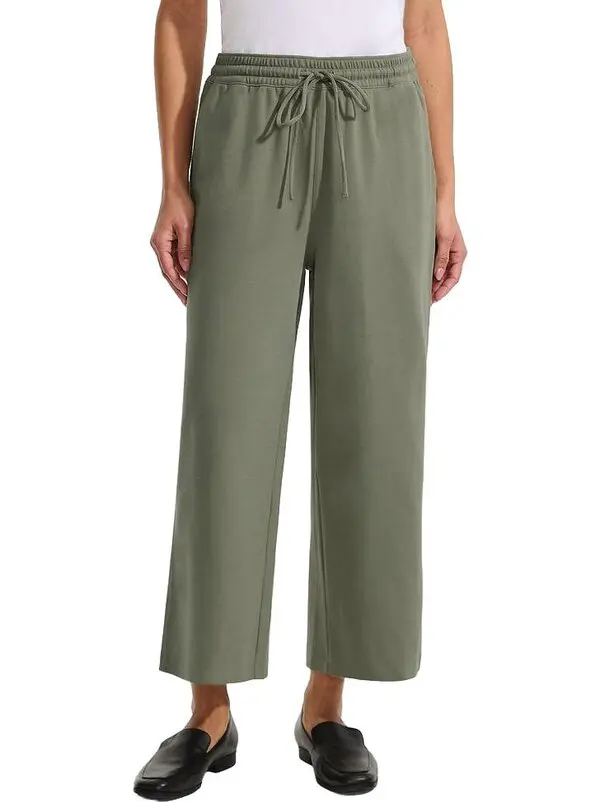 LANDS' END Sport Knit Drawstring Wide Leg Crop Pants - Sage