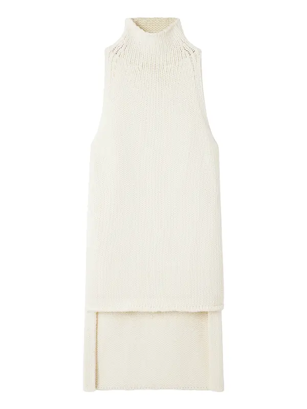 Alaïa Sleeveless Wool Turtleneck Sweater - White
