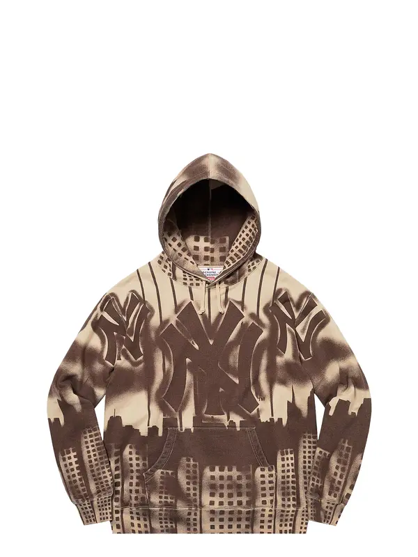 Supreme X New York Yankees Airbrush Hooded Sweatshirt - Tan