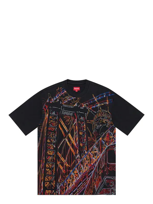 Supreme Bridge Embroidered Short-sleeve Top - Black