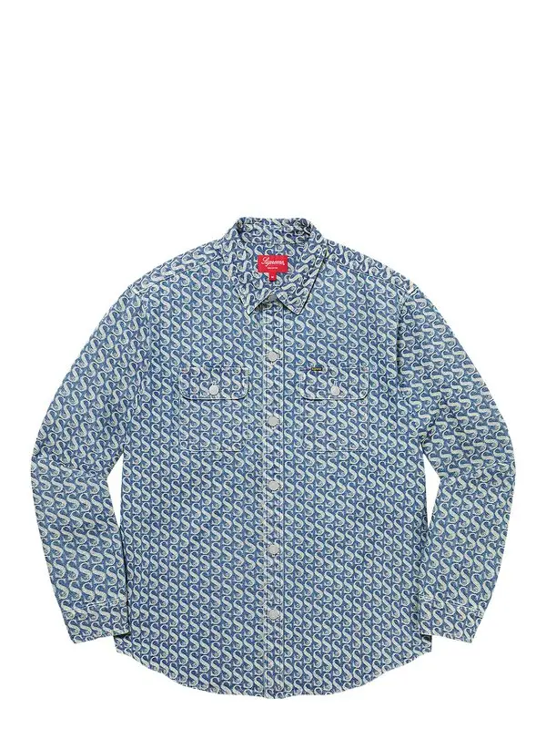 Supreme Monogram Denim Shirt - Blue