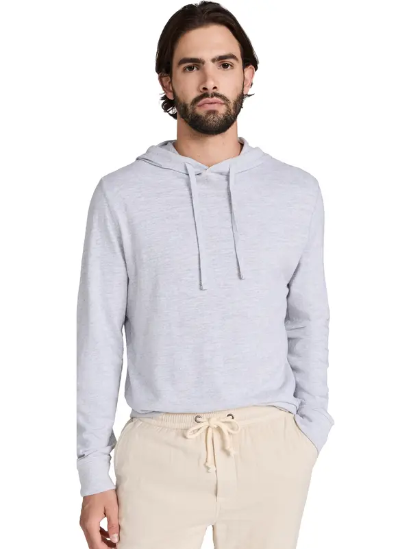Faherty Brand Slub Knit Hoodie - Light Grey Heather