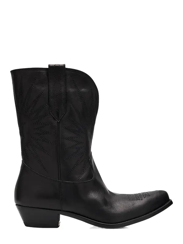Golden Goose Wish Star Leather Western Boots - Black
