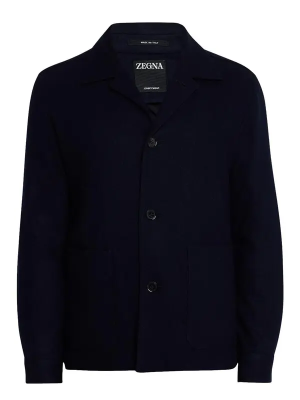 Zegna Alpe Solid Jersey Chore Jacket - Nvy Sld