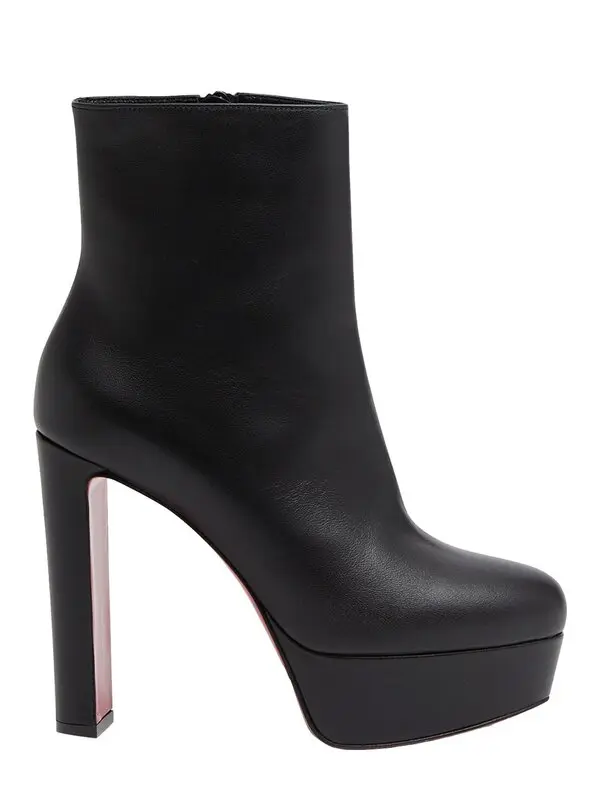 CHRISTIAN LOUBOUTIN 130mm Loo Leather Platform Booties - Black
