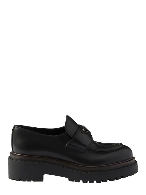 Prada Brand-plaque Leather Loafers - Black