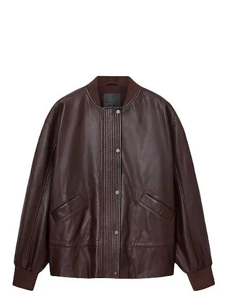 ALLSAINTS Sofi Leather Bomber Jacket - Oxblood Red