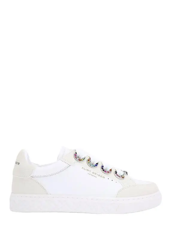 Kurt Geiger Eyelet-embellished Leather Low-top Trainers - White/oth