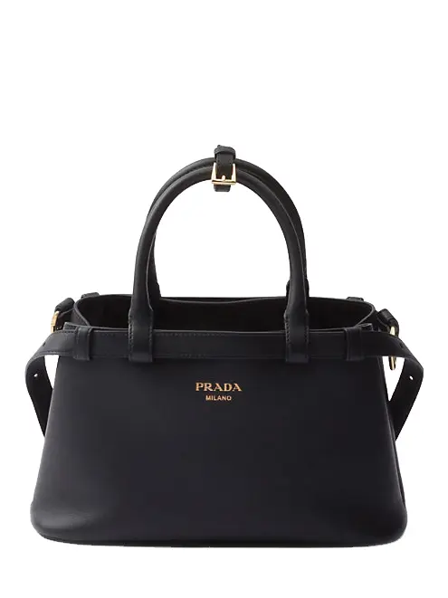 Prada Small Leather Tote Bag - Black