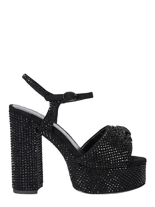 Kurt Geiger Eagle-embellished Platform-heel Woven Sandals - Blk/other