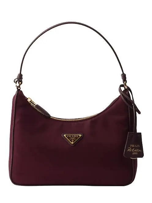 Prada Re-edition 2005 Mini Nylon And Leather Shoulder Bag - Burgundy