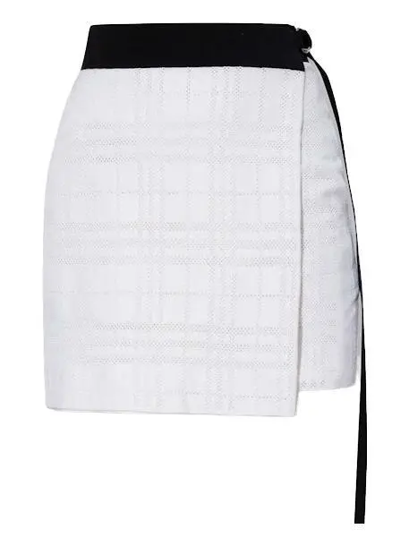 Burberry Jacquard Check Belted Wrap Skirt - White/black