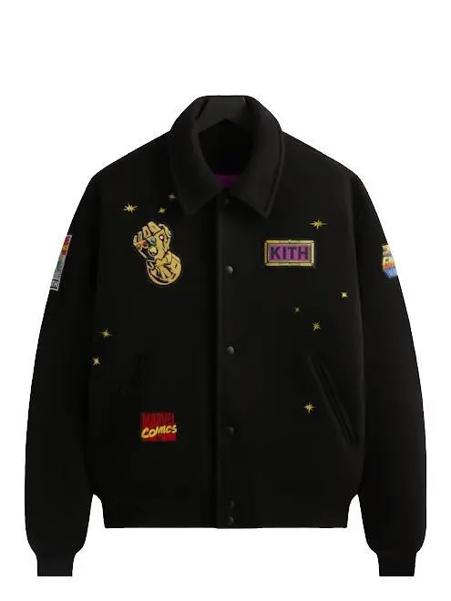 Kith X Marvel Universe Varsity Jacket - Black/purple