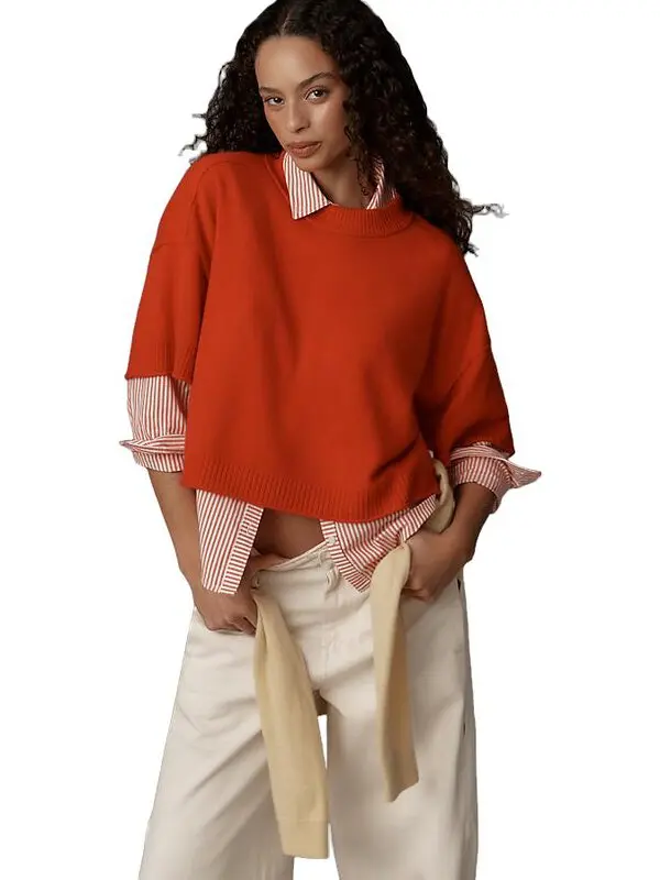 Anthropologie Goldie Crew-neck Cashmere Sweater - Crimson