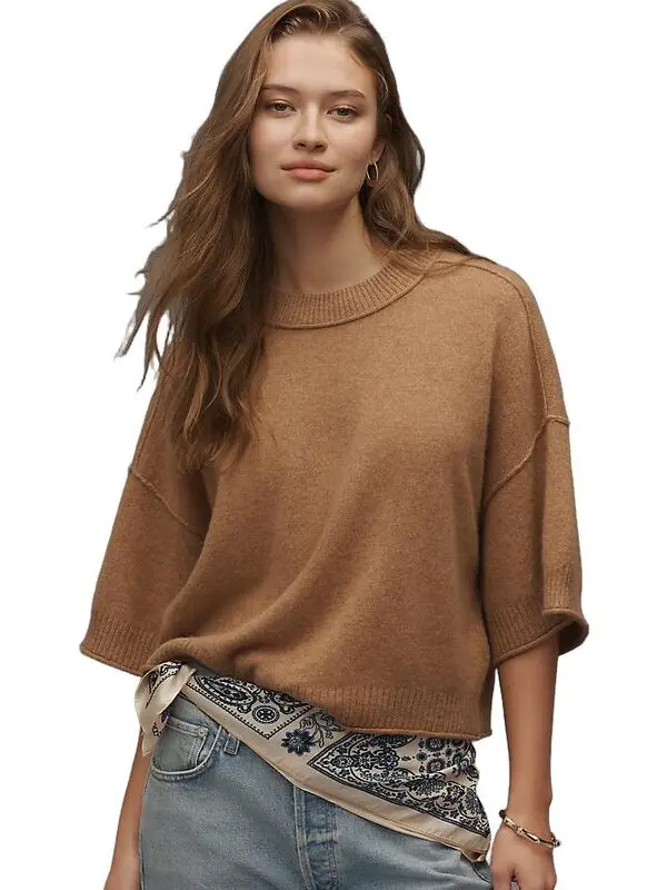 Anthropologie Goldie Crew-neck Cashmere Sweater - Light Rosewood