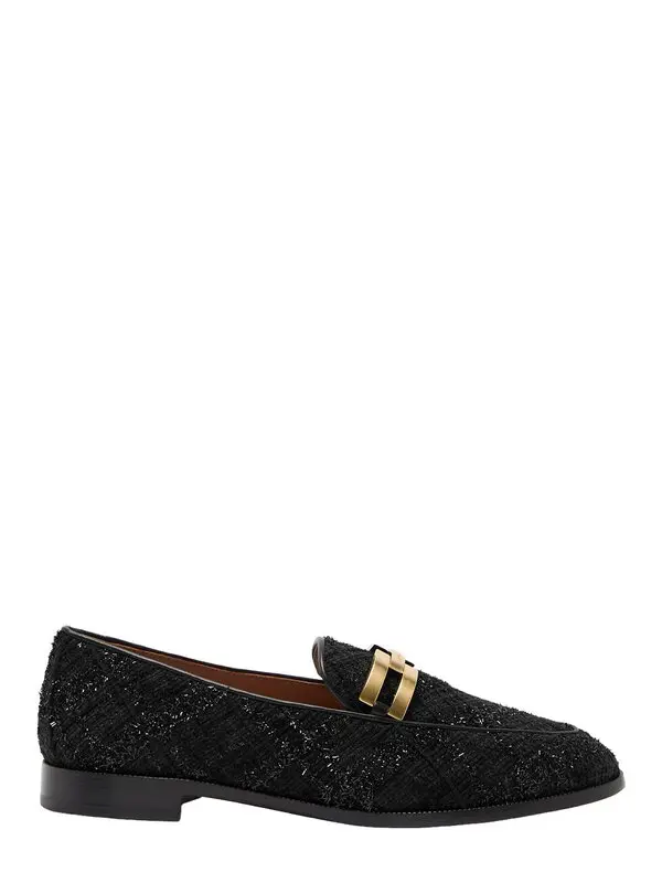 AQUAZZURA Brandi Tinsel-weave Tweed Loafers - Black