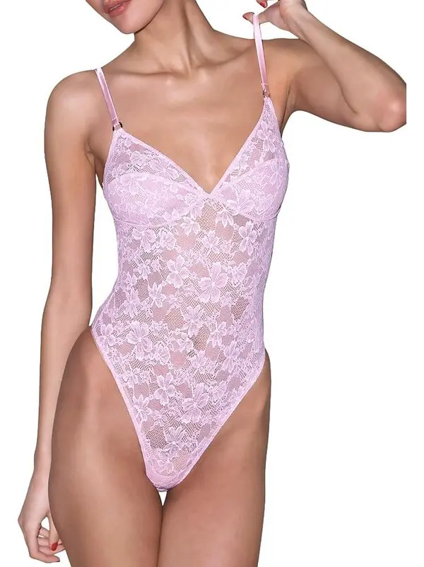 Fleur Du Mal Le Stretch Lace Wireless Bodysuit - Ballet Pink