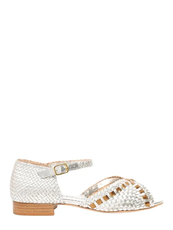 STUDIO CHOFAKIAN Boubourg Woven Leather Sandals - White