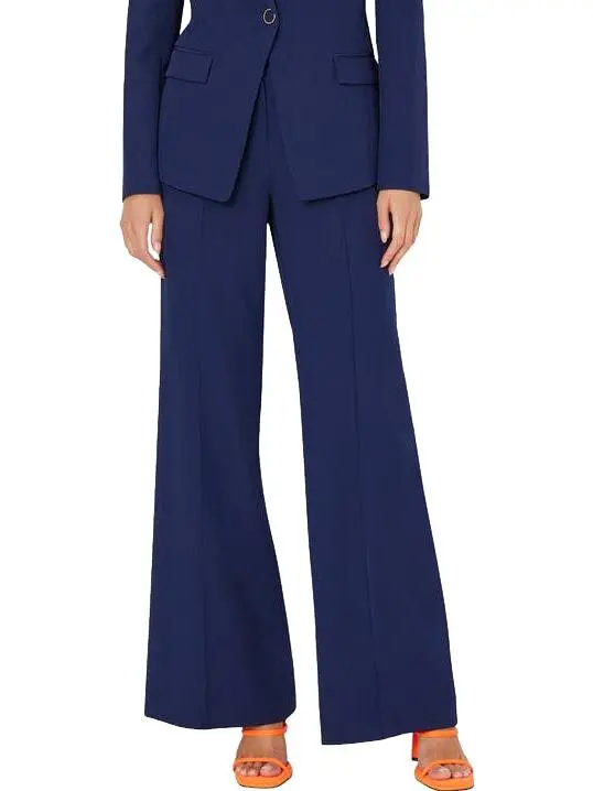 MILLY Nash Wide Leg Cady Pants - Navy