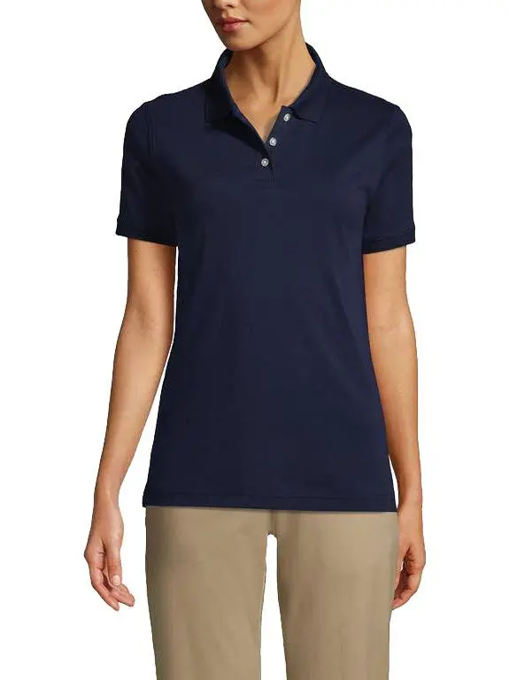 LANDS' END School Uniform Short Sleeve Interlock Polo Shirt - Classic Navy