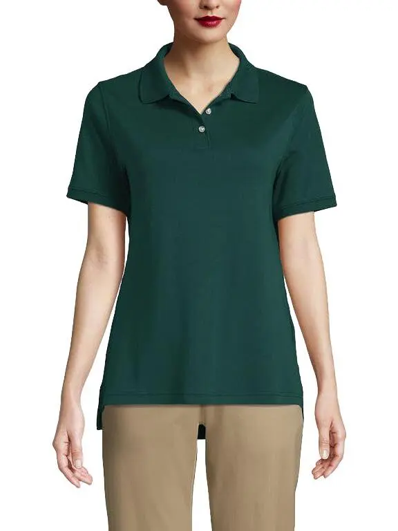 LANDS' END School Uniform Short Sleeve Interlock Polo Shirt - Evergreen