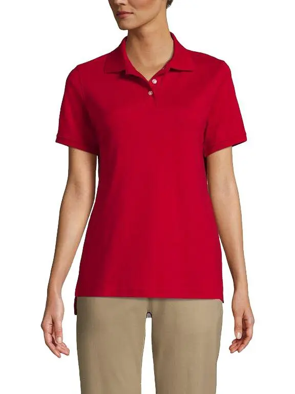 LANDS' END School Uniform Short Sleeve Interlock Polo Shirt - Red