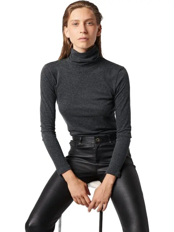Majestic Filatures Cotton Cashmere Turtleneck - Anthracite Chine