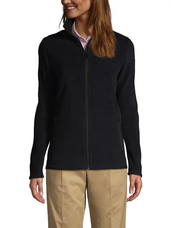 LANDS' END Full-zip Mid-weight Fleece Jacket - Black