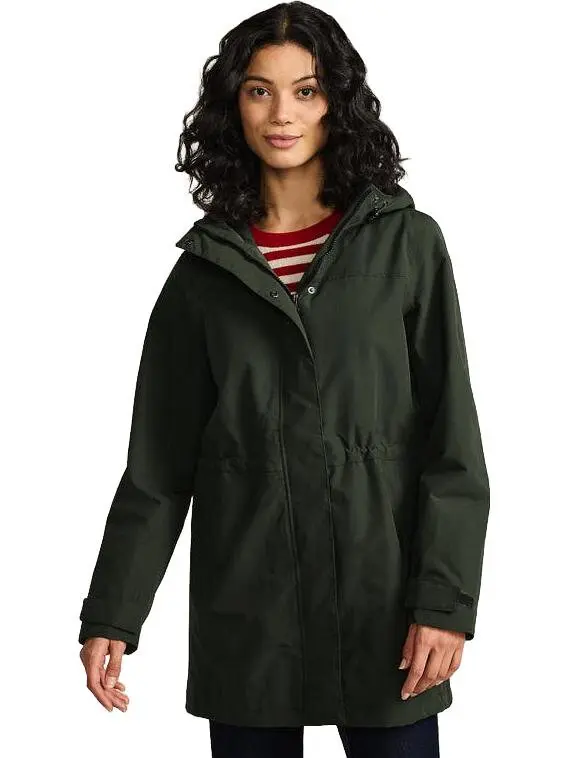 LANDS' END Squall Hooded Waterproof Raincoat - Darkest Olive