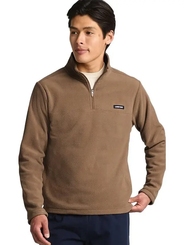LANDS' END Anyweather Fleece Quarter Zip Pullover - Honey Beige
