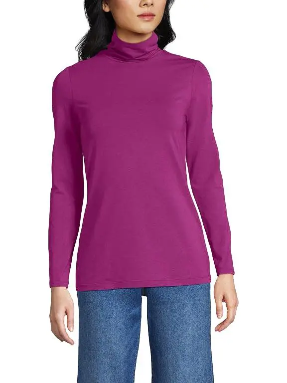LANDS' END Long Sleeve Turtleneck - Light Raspberry Sorbet