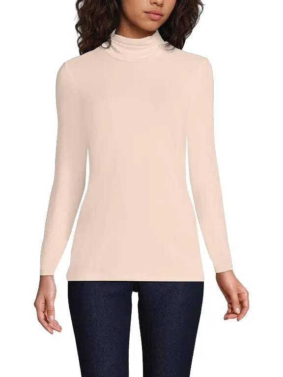 LANDS' END Long Sleeve Turtleneck - Pink Opal