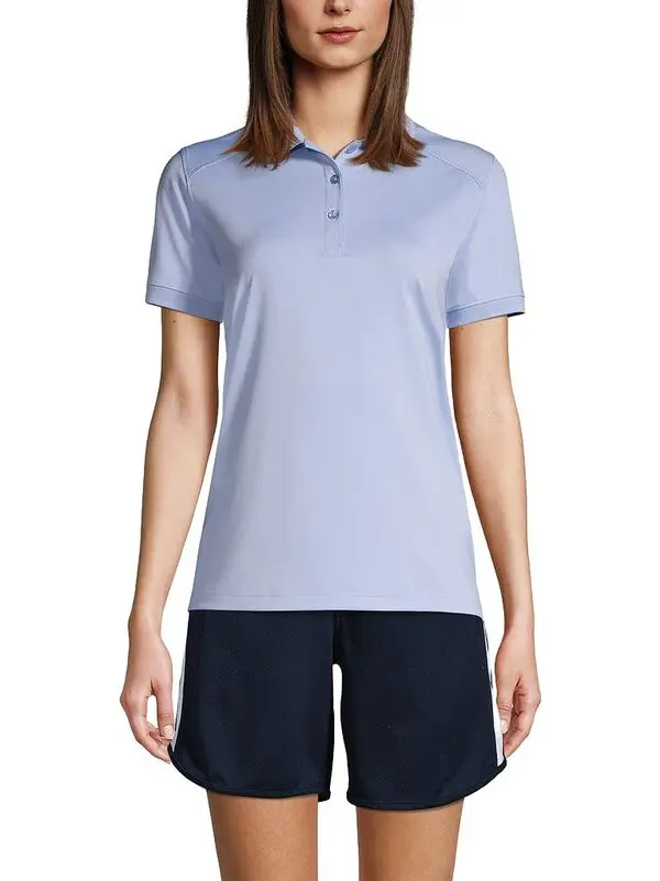 LANDS' END Short Sleeve Rapid Dry Polo Shirt - Blue