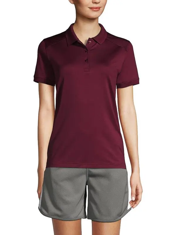 LANDS' END Short Sleeve Rapid Dry Polo Shirt - Burgundy