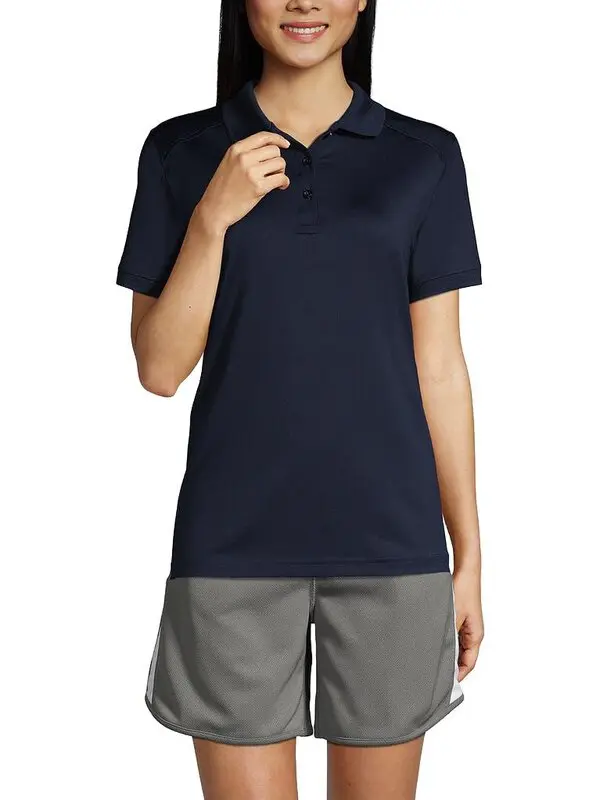 LANDS' END Short Sleeve Rapid Dry Polo Shirt - Classic Navy
