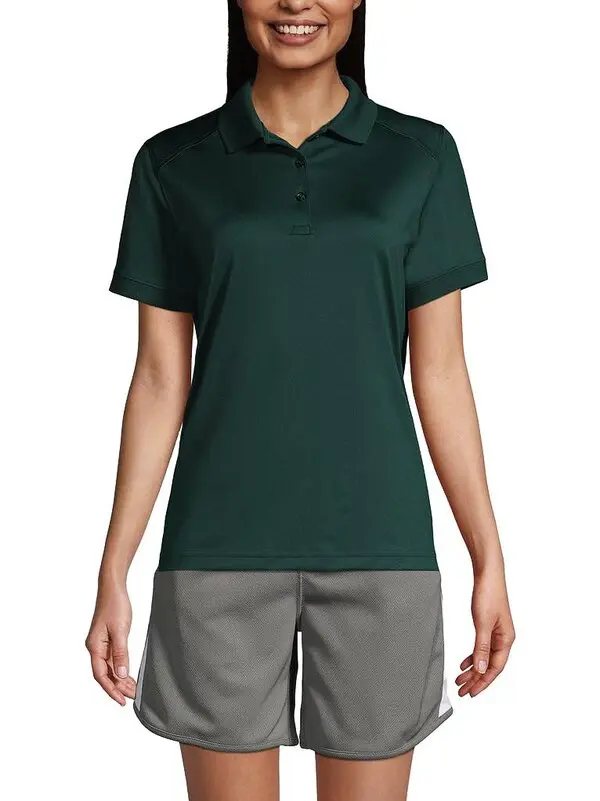 LANDS' END Short Sleeve Rapid Dry Polo Shirt - Evergreen