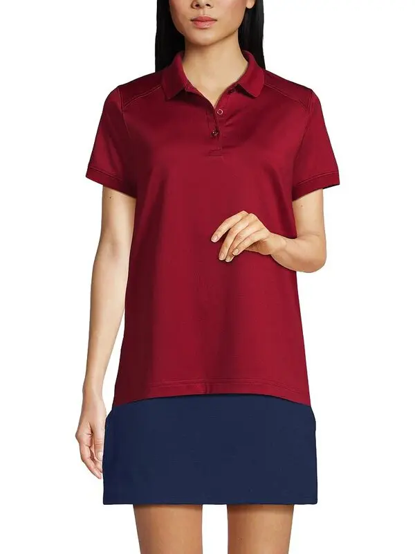 LANDS' END Short Sleeve Rapid Dry Polo Shirt - Garnet